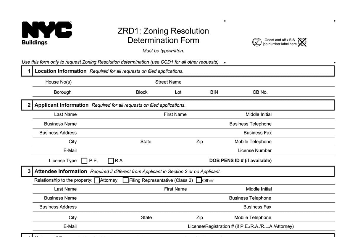 ZRD1, Zoning Resolution Determination · Fontan Architecture